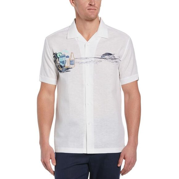 Cubavera | Shirts | Cubavera Mens Textured Scenic Print Camp Shirt ...